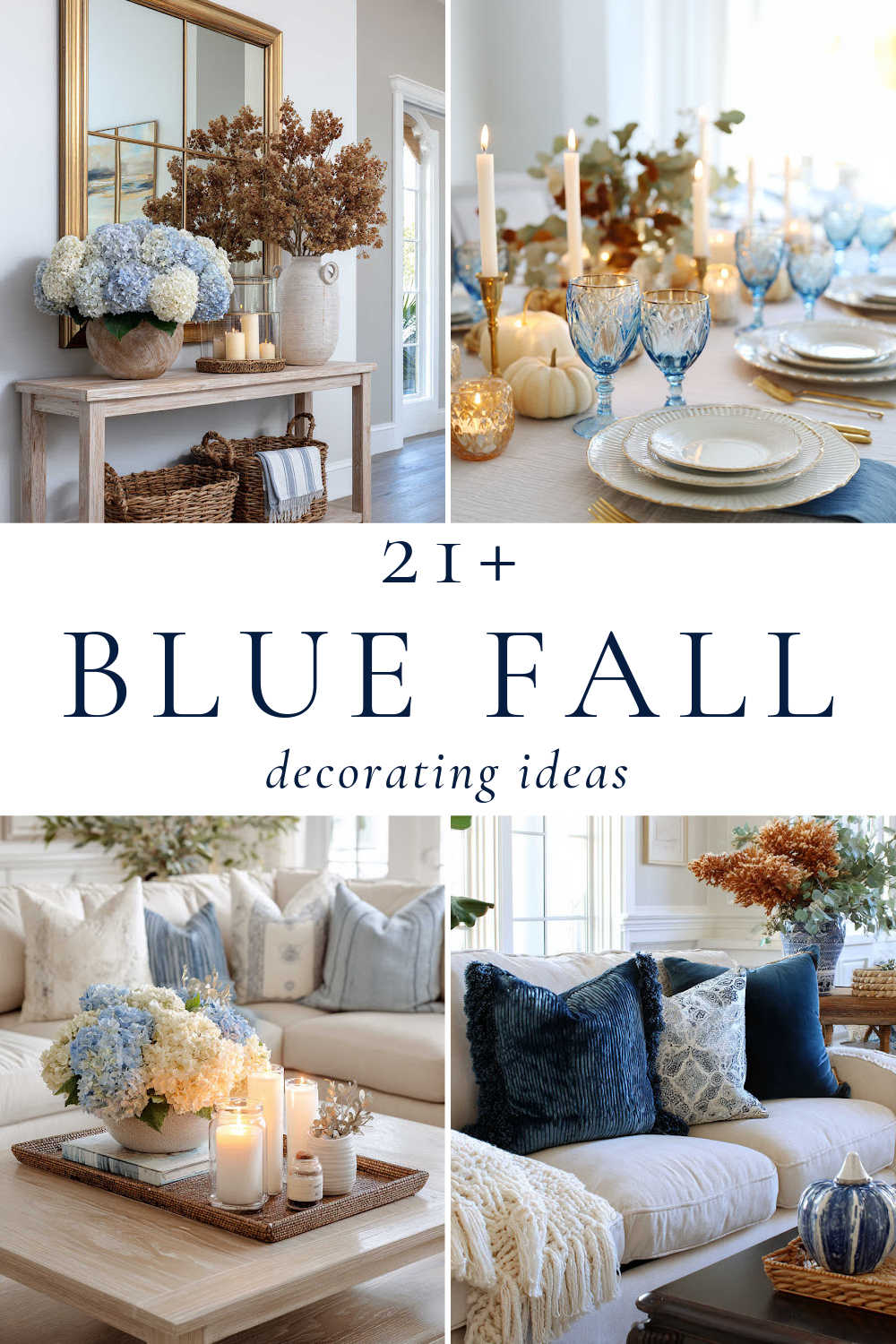 Blue & White Fall Decor Ideas for a Fresh Take on Autumn Decorating