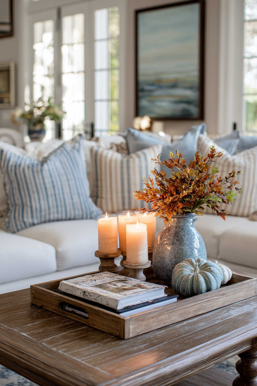 Blue & White Fall Decor Ideas for a Fresh Take on Autumn Decorating